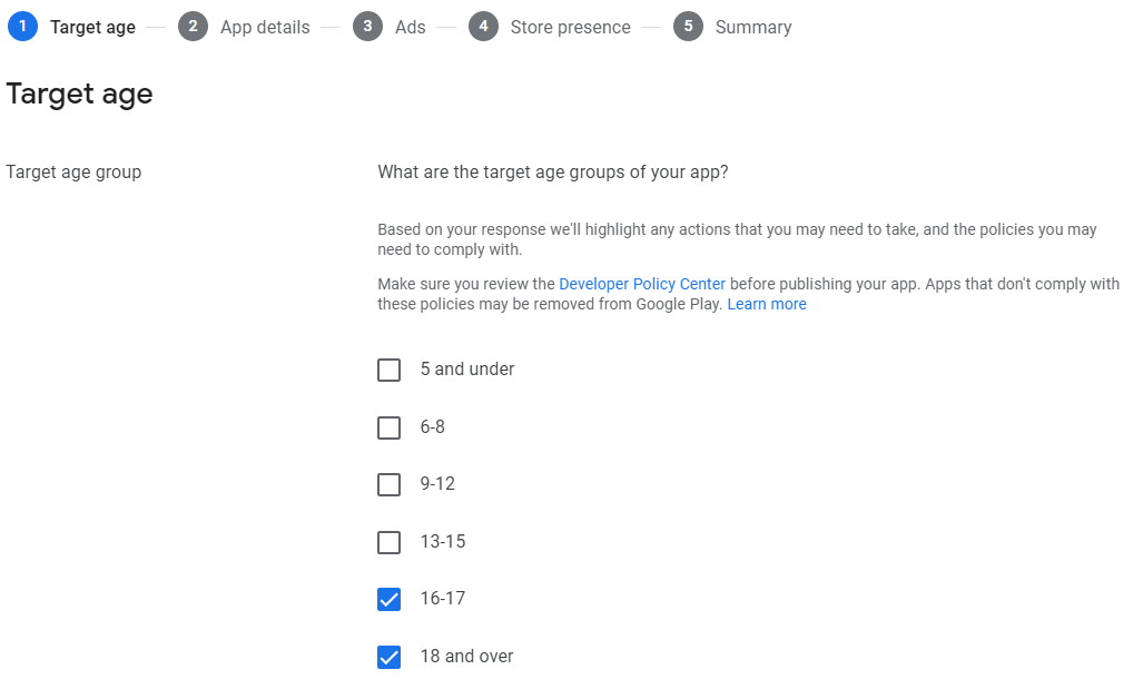 Google Play - 'Target audience and content' section – OMA support help ...